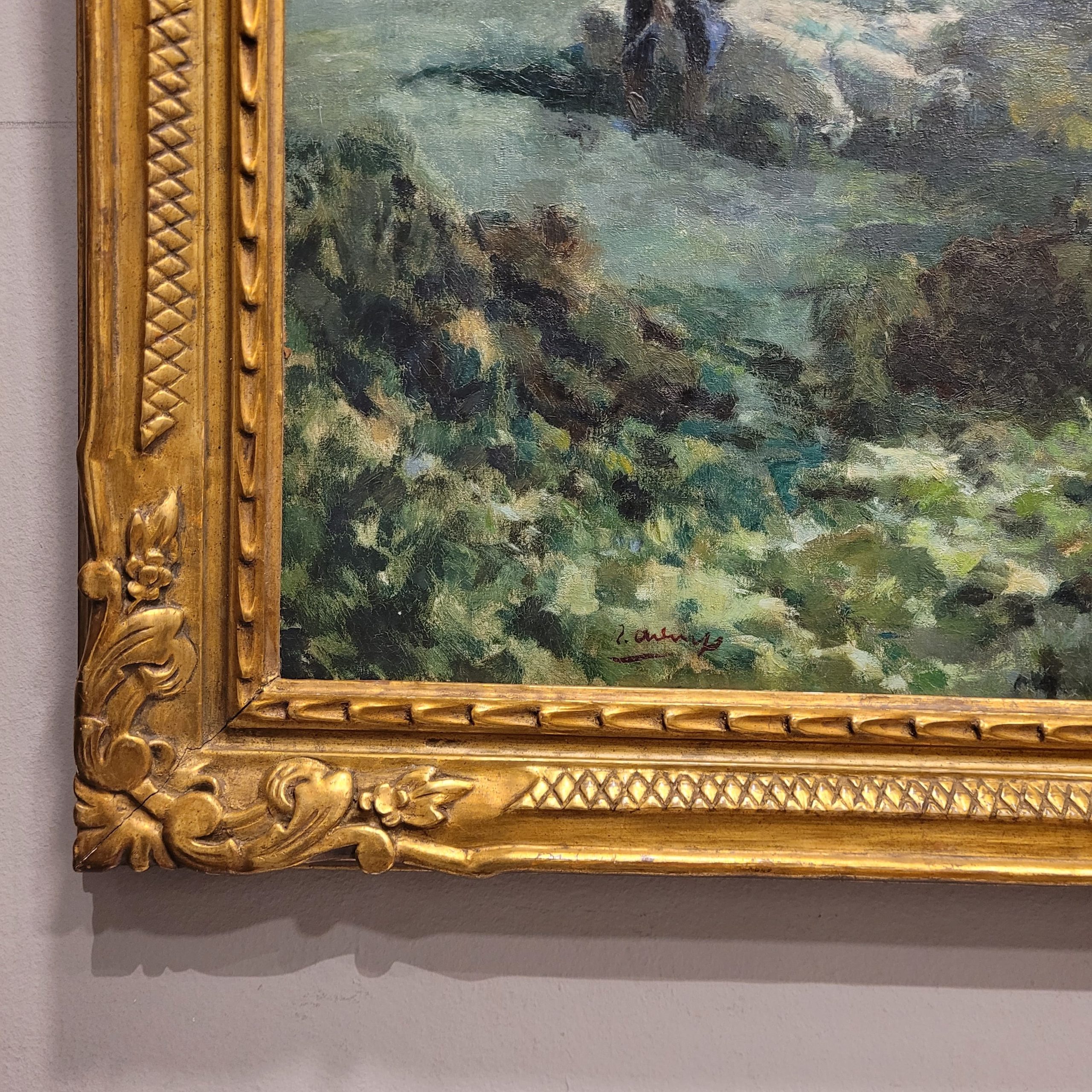 “Paisaje con pastor” Ricard Arenys Galdón, s. XX – Cataluña, España ...